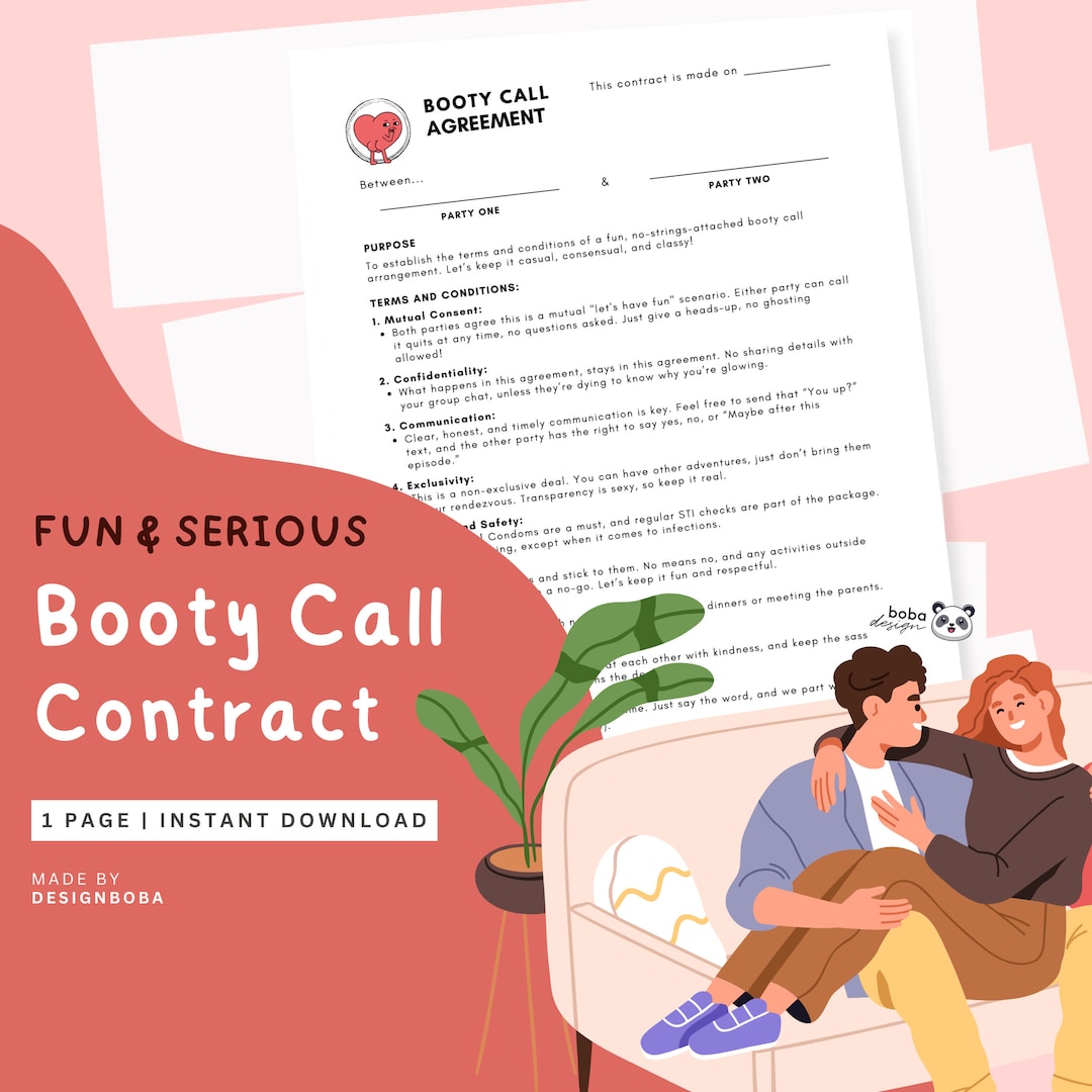 Funny Booty Call Contract Funny No String Attached Printable Funny ...