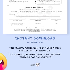 Permission to Play Video Games Printable - Funny Printable Contract ...