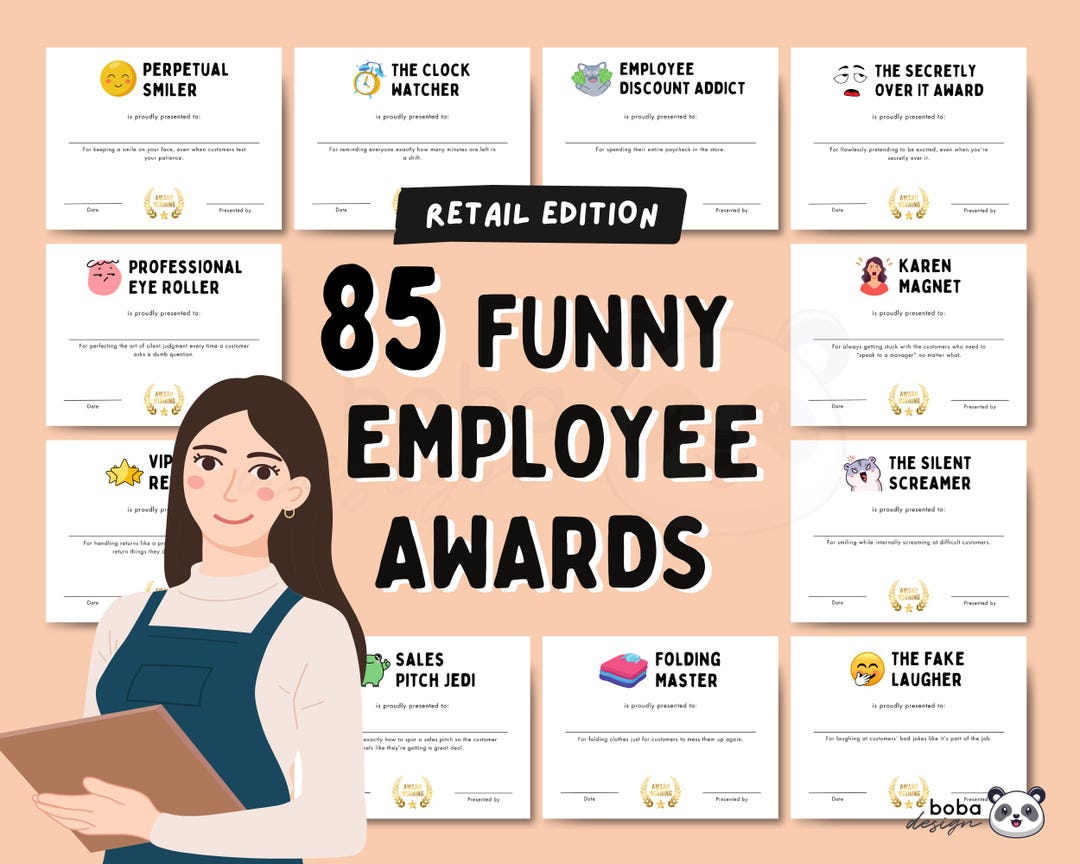 Printable Funny Retail Employee Awards Appreciation Awards Certificates ...