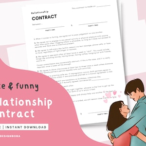 Relationship Contract - Funny Printable Planner, Funny Relation ...