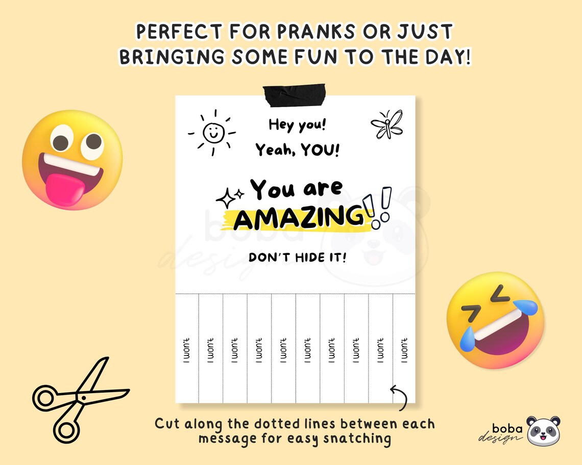 Printable You Are Amazing Don't Hide It Tear off Sign Funny Office Sign ...