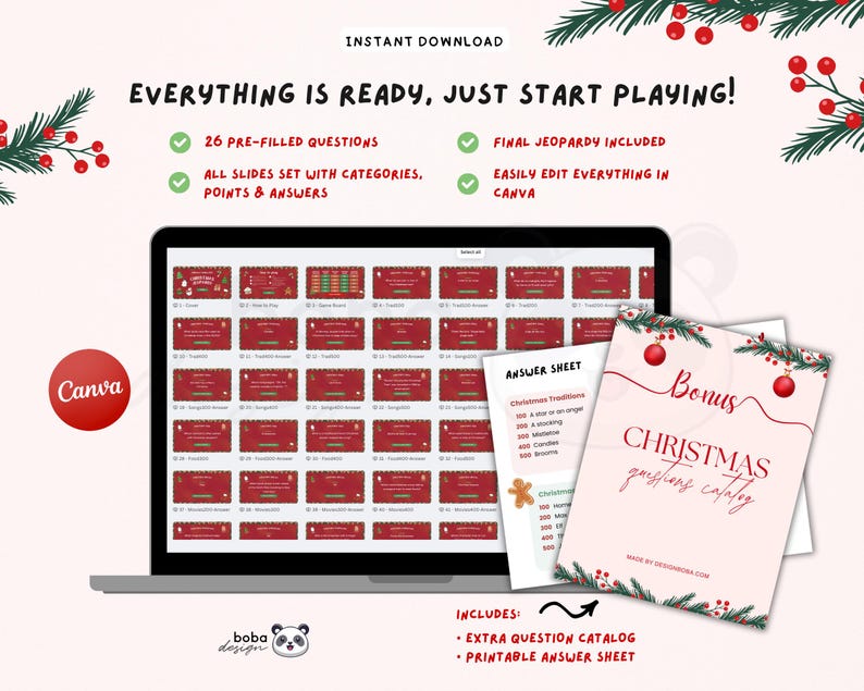 Editable Christmas Jeopardy Game Office Christmas Party Holiday Trivia ...