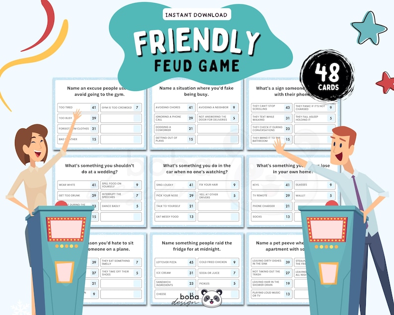 Printable Friendly Feud Game Printable Group Party Game Office Game ...
