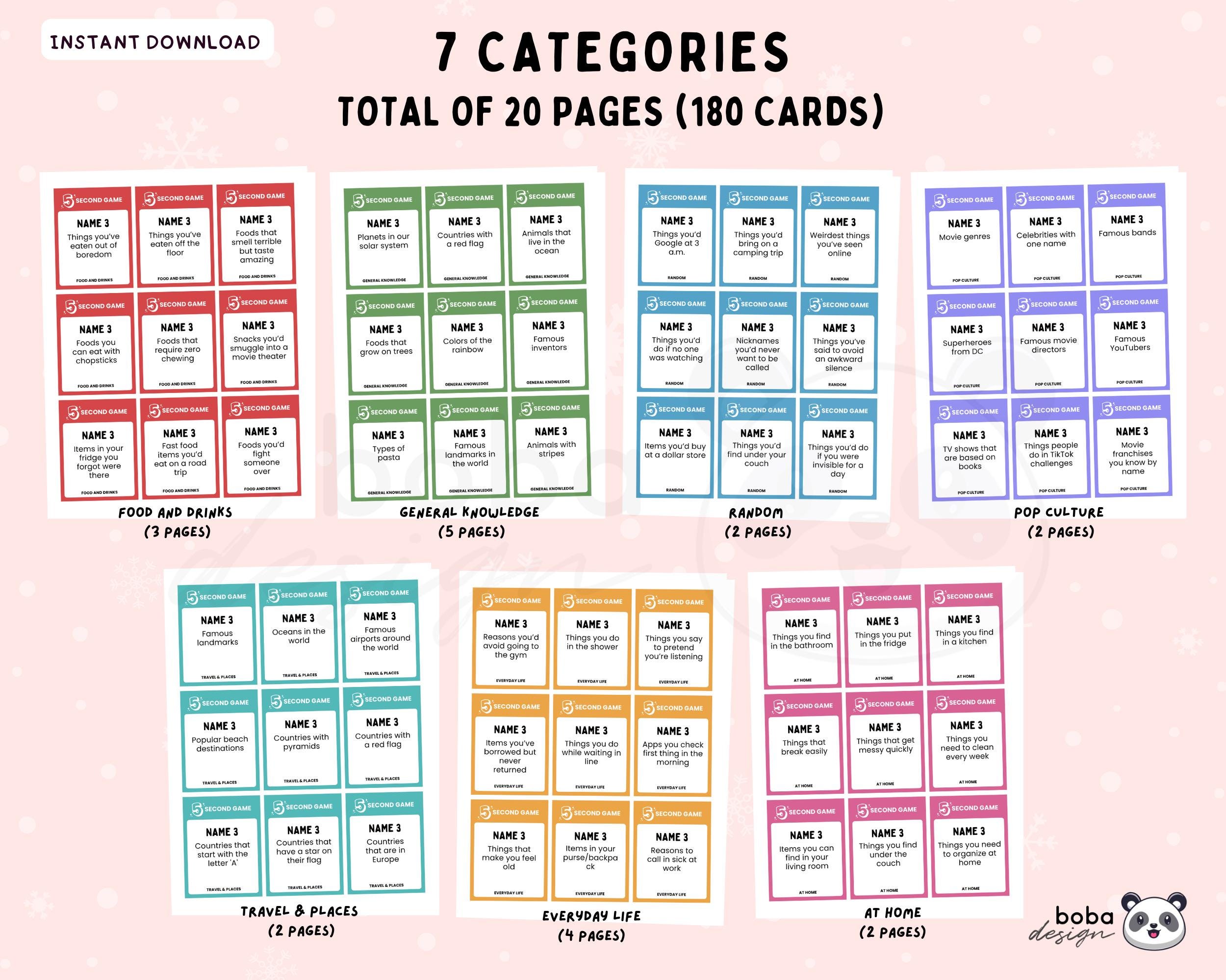 Funny Printable 5 Second Game Printable Christmas Game for Adults ...