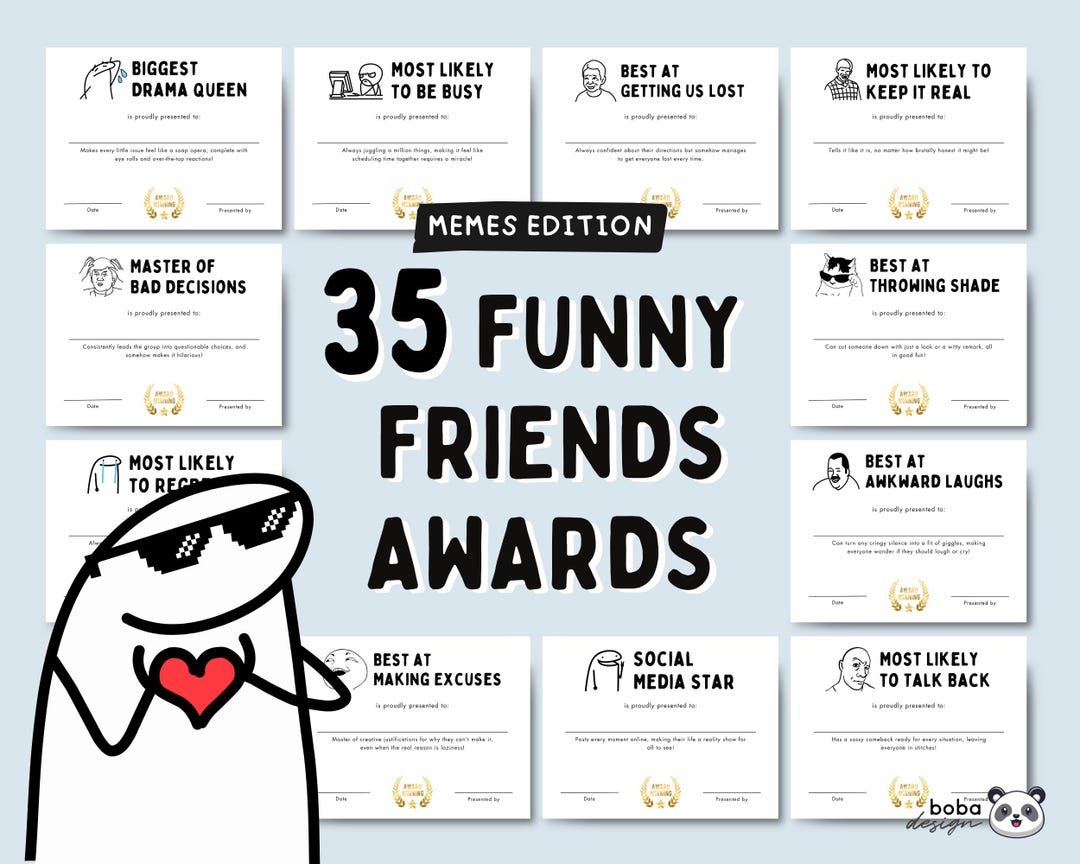 Printable Funny Friends Awards Appreciation Fun Gifts for Friends ...