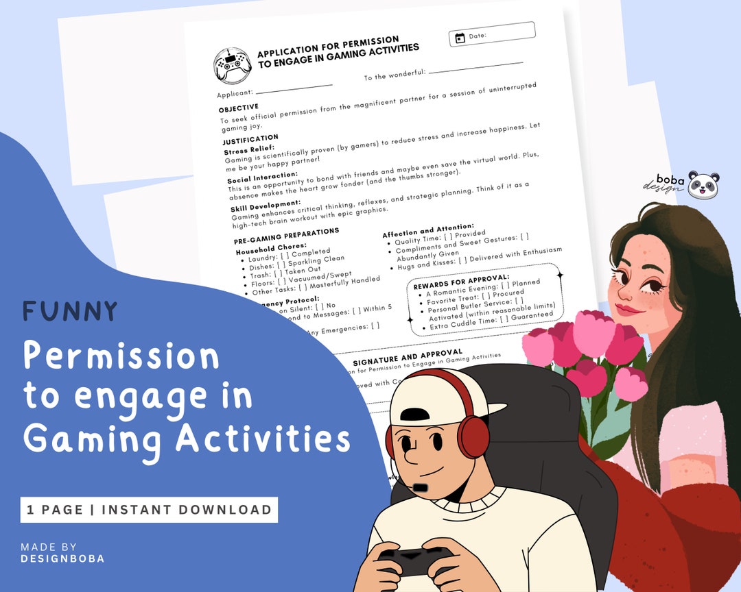 Permission to Play Video Games Printable Funny Printable Contract ...