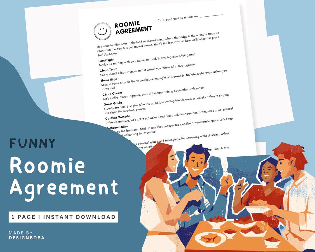 Roommate Contract Agreement Funny Roommates Printable Contract, Funny ...