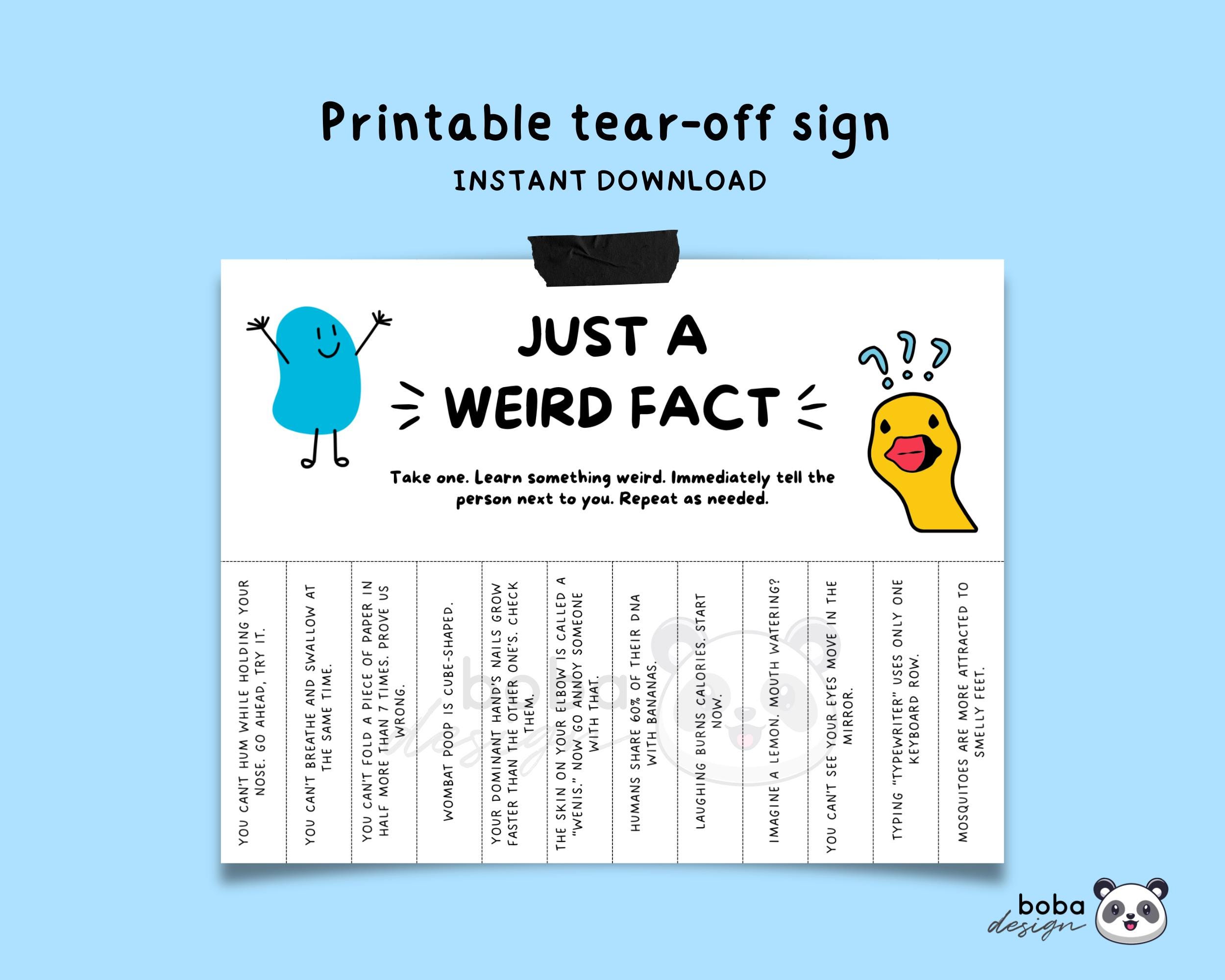 Printable Funny Just a Weird Fact Positivity Funny Office Sign Cubicle ...
