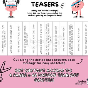 Printable Mini Brain Teasers Tear off Sign Funny Games Funny Office ...