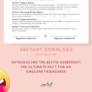 Bestie Contract Agreement Funny Printable Contract, Funny Relation ...