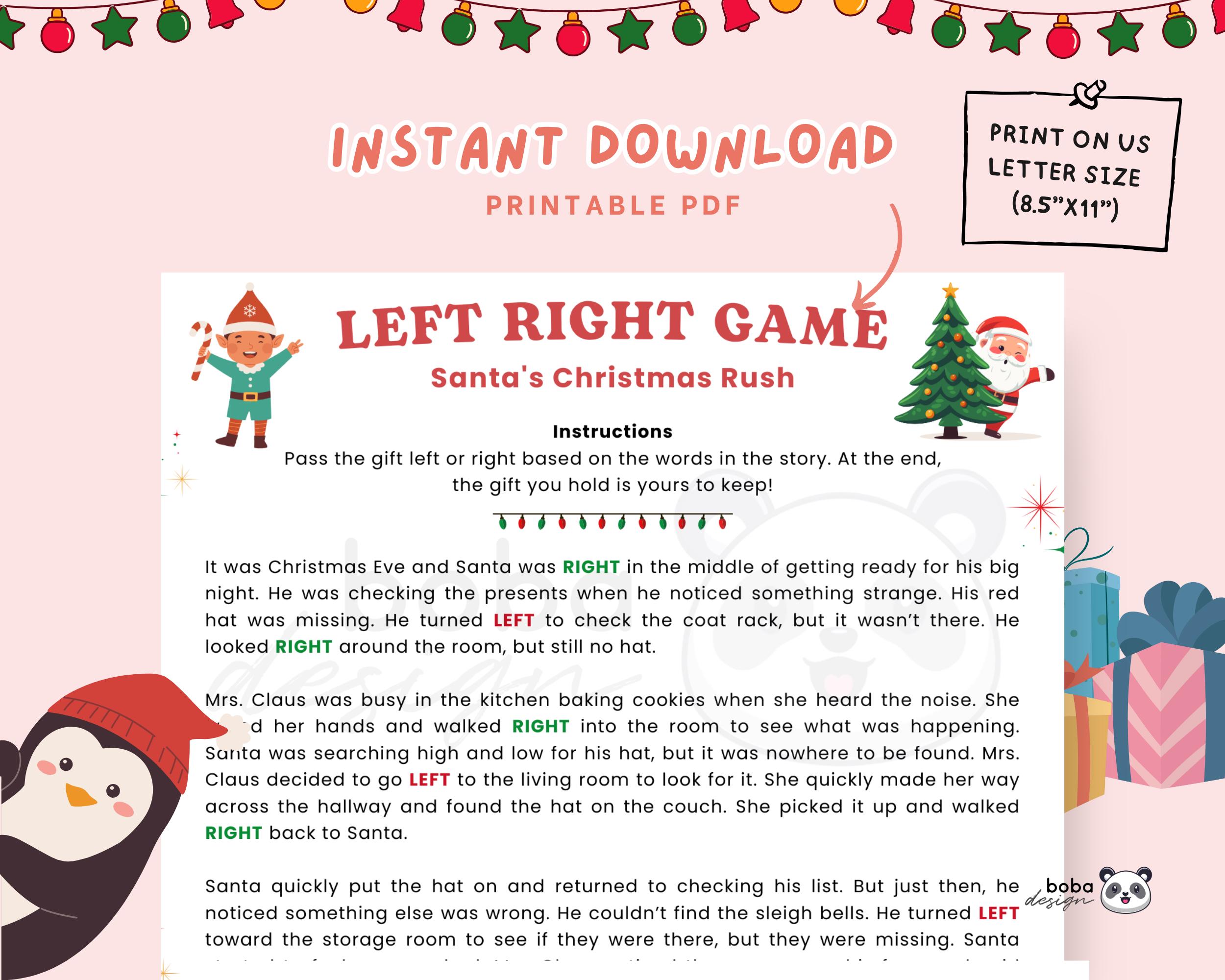Printable Left Right Game Right Left Game Funny Gift Exchange Game ...
