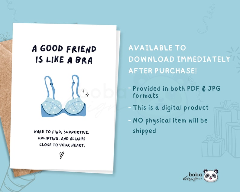 A Good Friend is Like a Bra Funny Printable for Best Friend Birthday ...