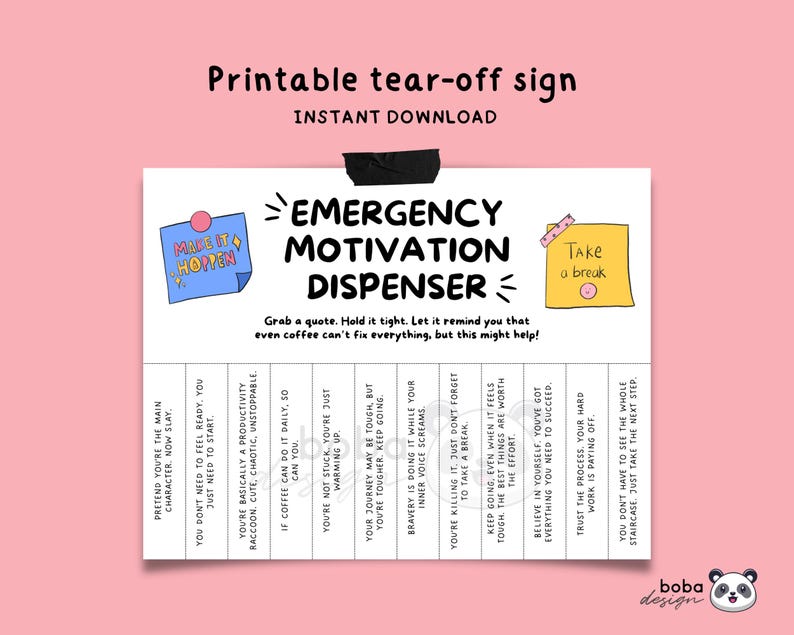 Printable Emergency Motivation Dispenser Positivity Funny Office Sign ...