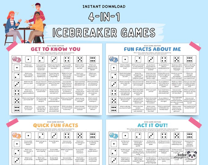 Printable Icebreaker Activity, Dice Icebreaker, Roll and Tell Game, Get ...