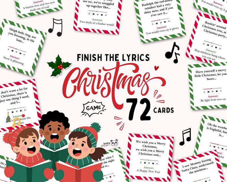 Printable Christmas Finish the Lyrics Game Christmas Song Finish the ...