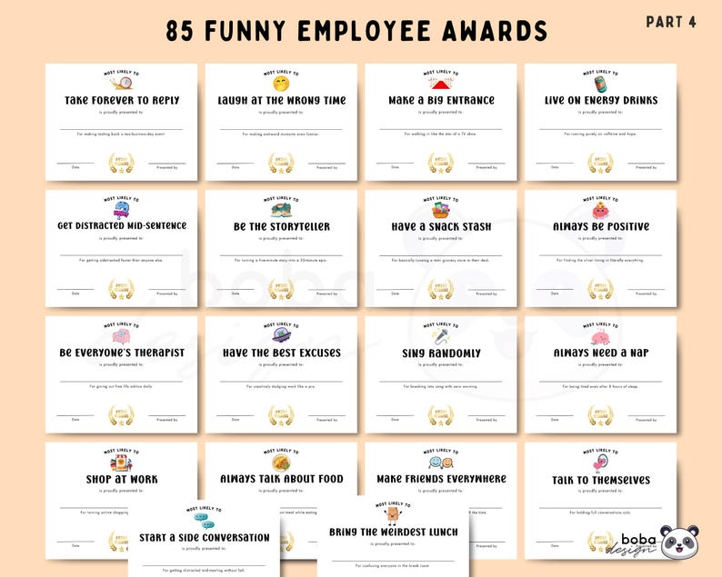 Printable Funny Most Likely to Employee Awards Printable Appreciation ...