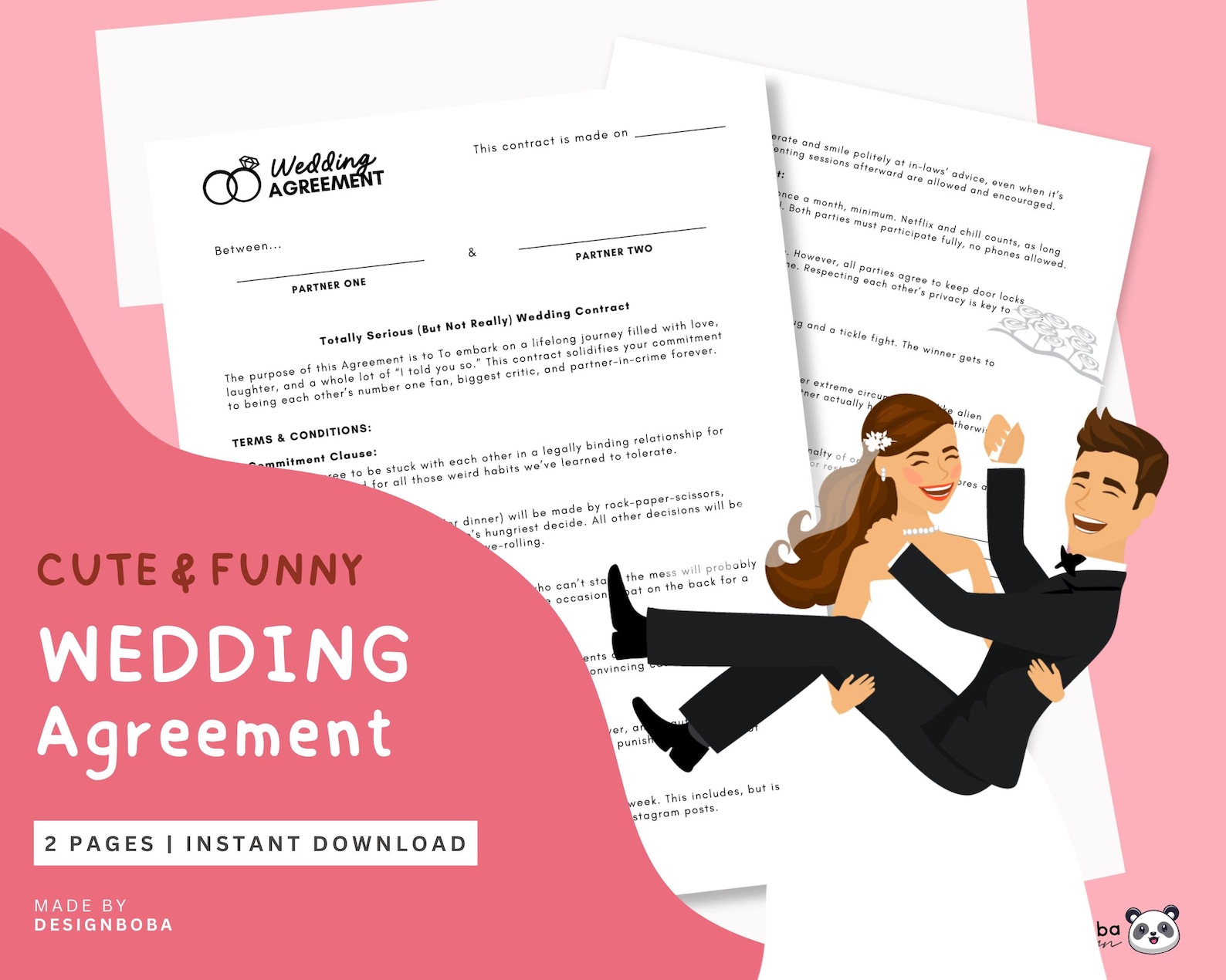 Funny Wedding Contract Wedding Gift Funny Printable Planner Funny ...