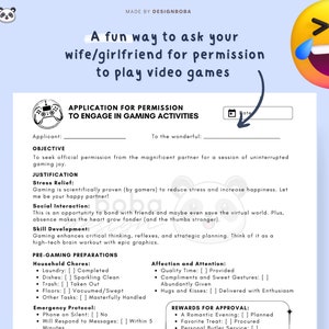 Permission to Play Video Games Printable - Funny Printable Contract ...