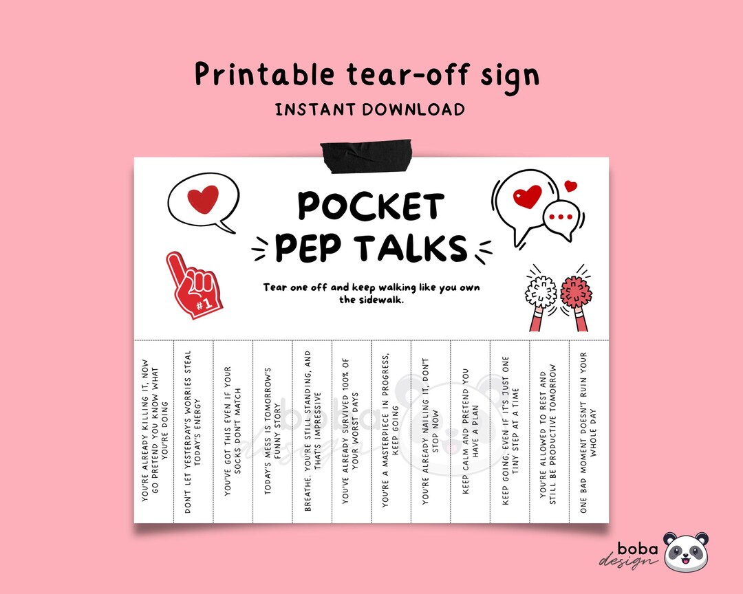 Printable Pocket Pep Talks Positivity Funny Office Sign Cubicle Decor ...