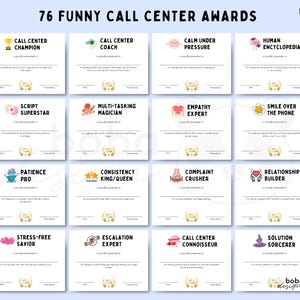 Printable Funny Call Center Employee Awards Appreciation Awards ...