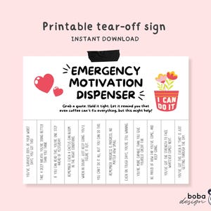 Printable Emergency Motivation Dispenser Positivity Funny Office ...