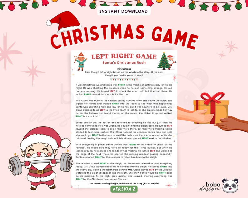 Printable Left Right Game Right Left Game Funny Gift Exchange Game ...