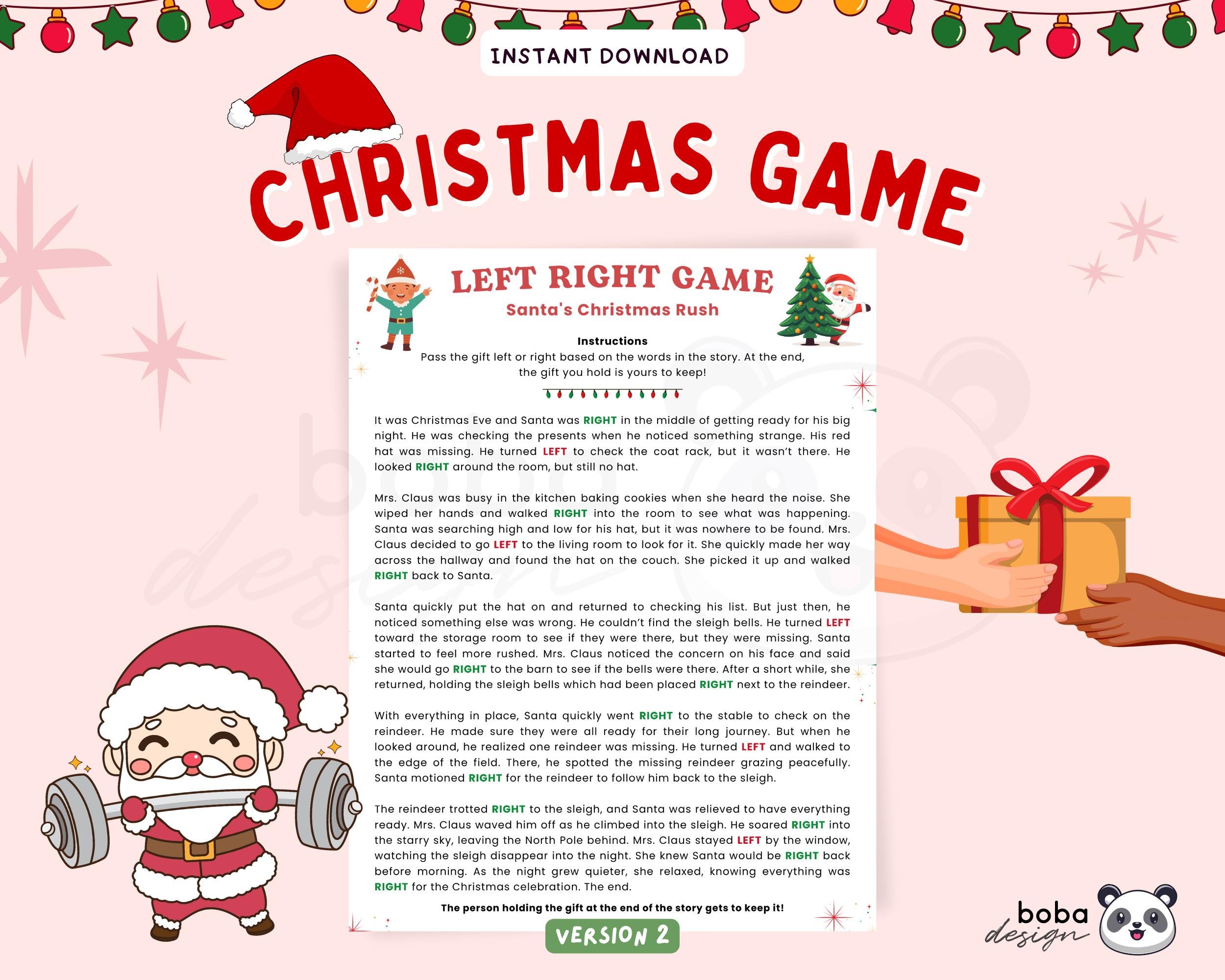 Printable Left Right Game Right Left Game Funny Gift Exchange Game ...