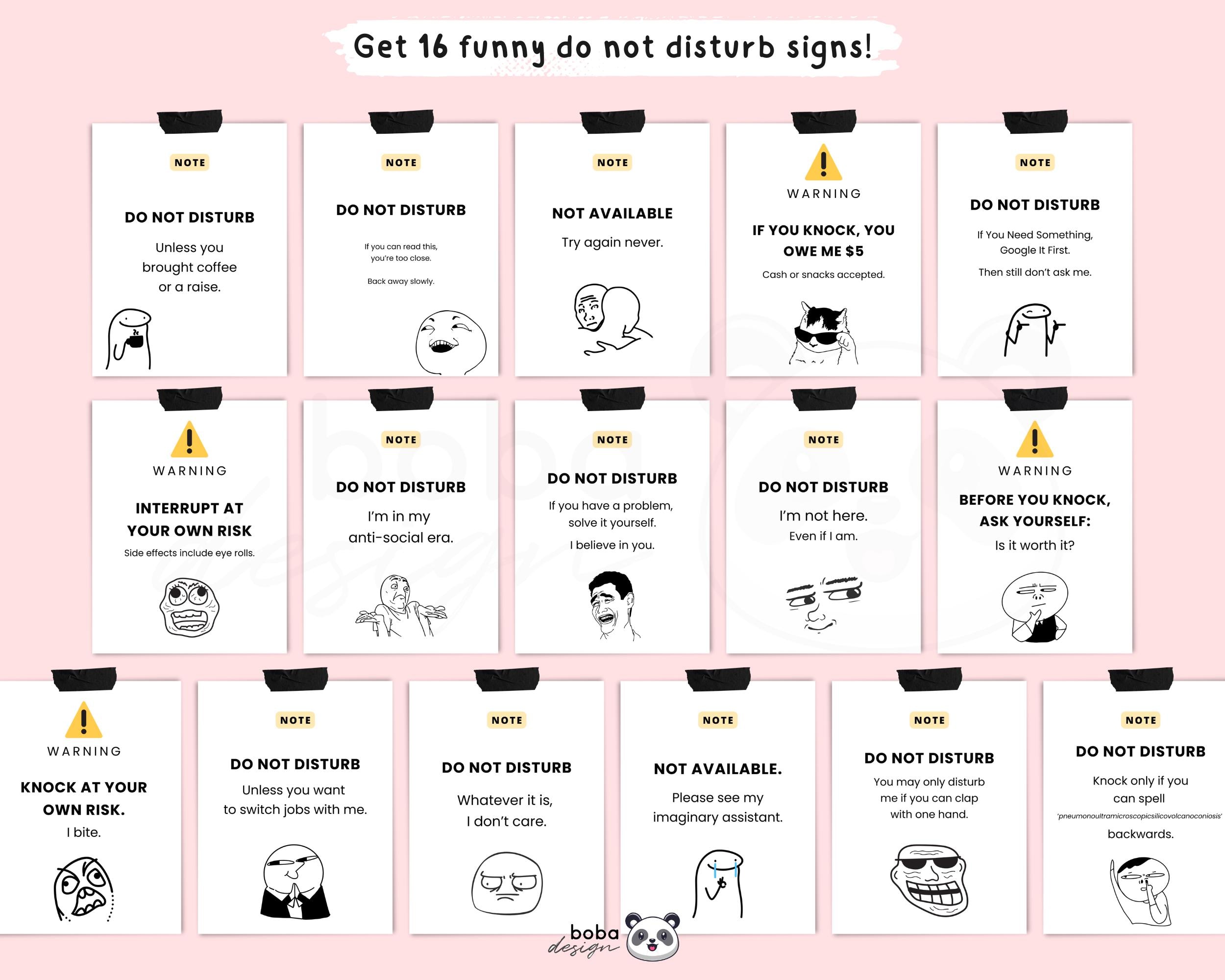 16 Funny Do Not Disturb Signs Vol 2 With Memes Printable Funny Busy ...