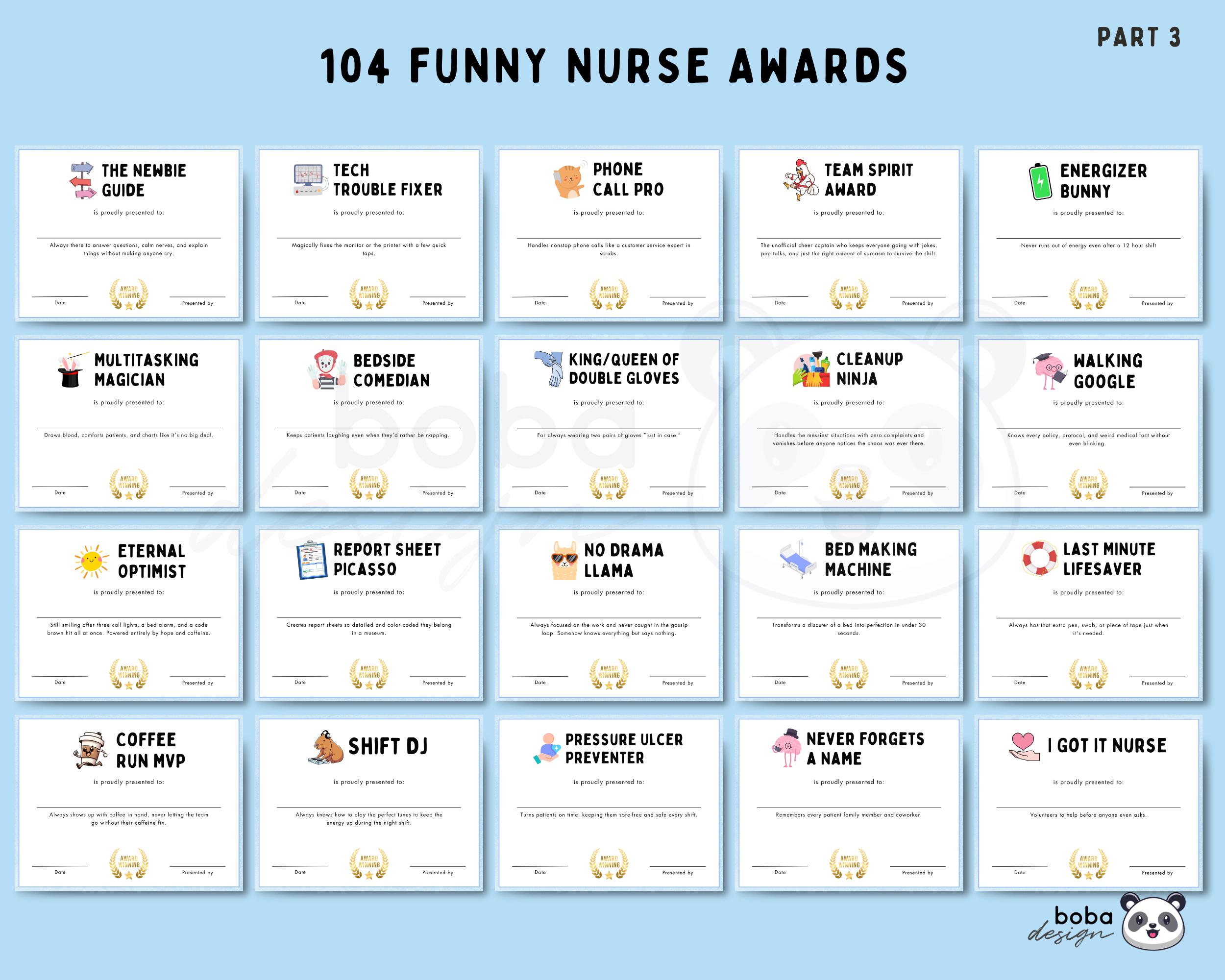 Printable Funny Nurse Awards Certificates Funny RN Appreciation Award ...