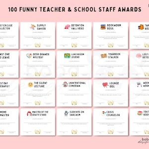 Printable Funny Teacher Awards Teacher and School Staff Appreciation ...