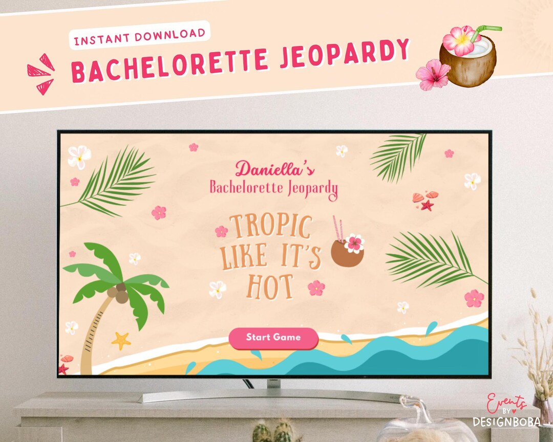 Tropic Like Its Hot Tropical Bachelorette Jeopardy Game Template Canva ...