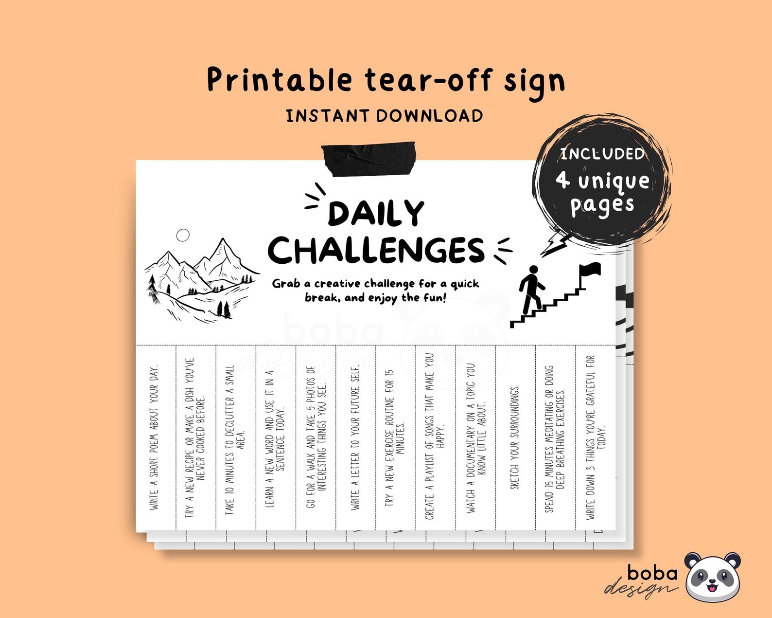 Printable Daily Challenges Tear off Sign Funny Office Break Room Funny ...