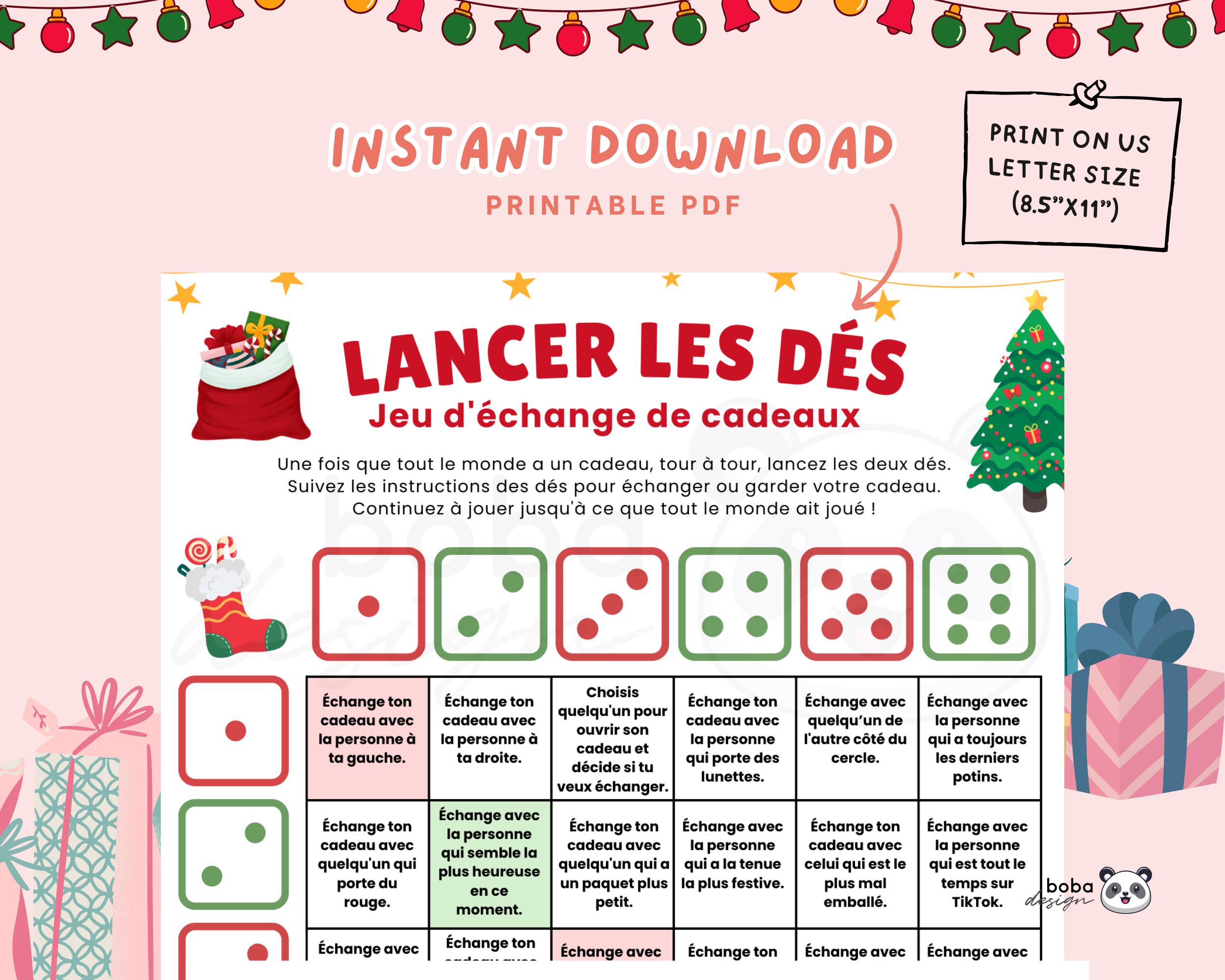 French Version of Roll the Dice Game Funny Roll the Dice Gift Exchange ...