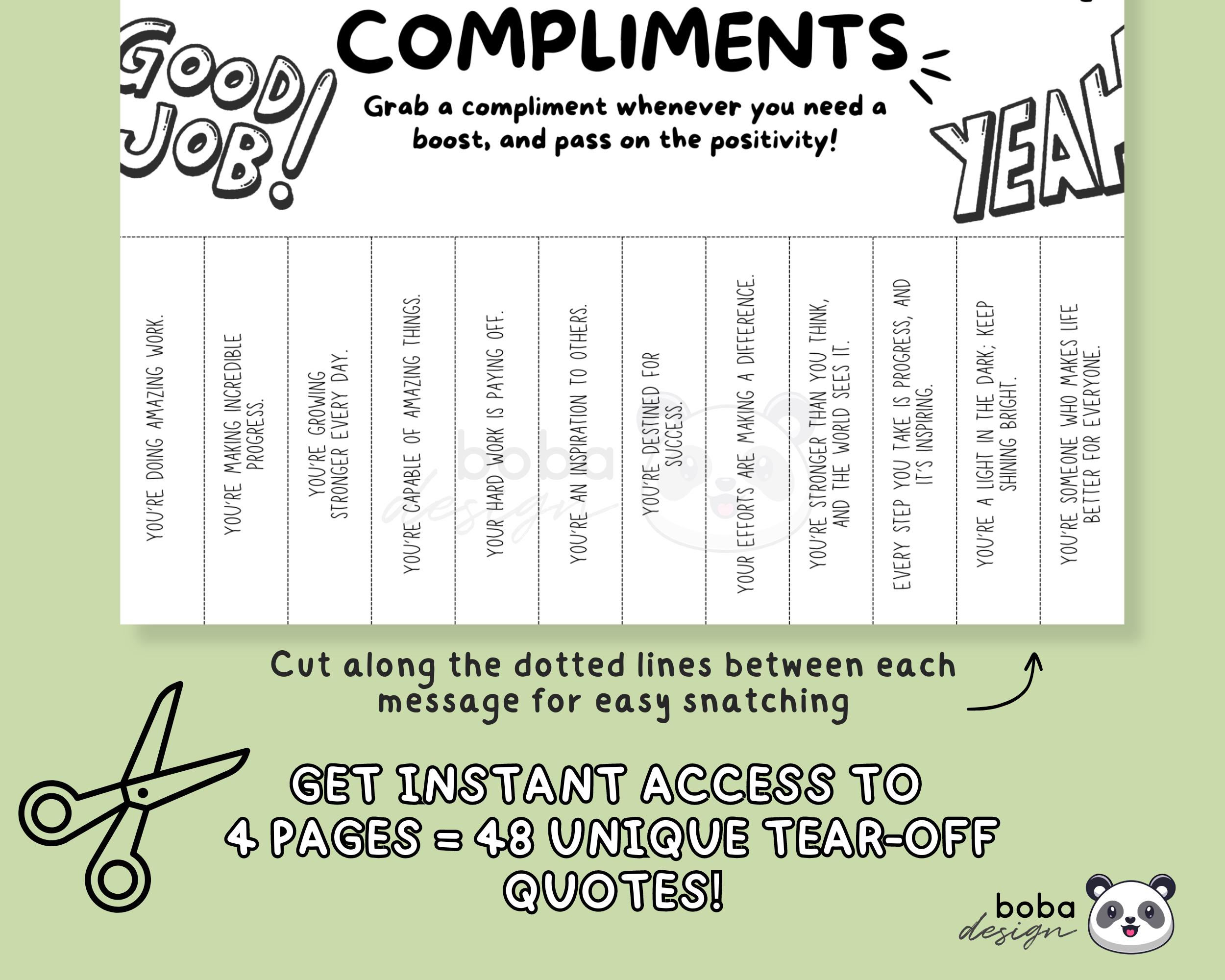 Printable Emergency Compliments Tear off Funny Office Wall, Funny Break ...