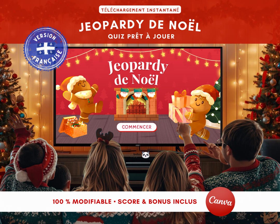 FRENCH Christmas Jeopardy Game Party Christmas Game in French Jeux De ...
