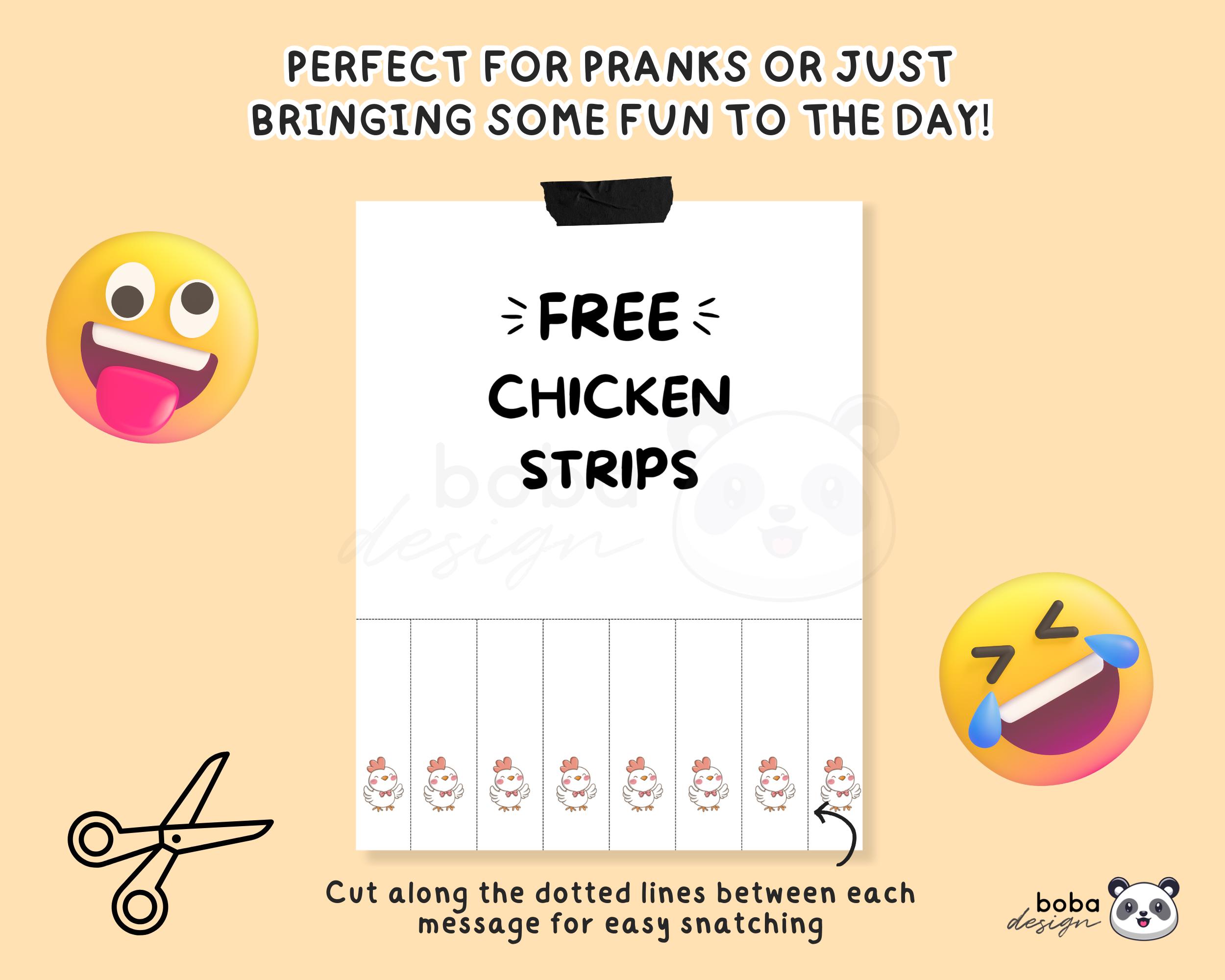 Printable Free Chicken Strips Tear off Sign Funny Office Sign Wall ...