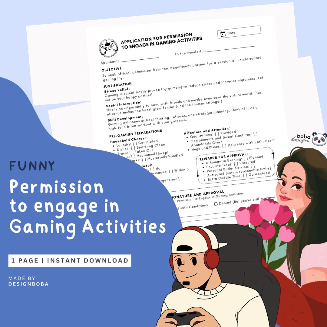 Permission to Play Video Games Printable - Funny Printable Contract ...