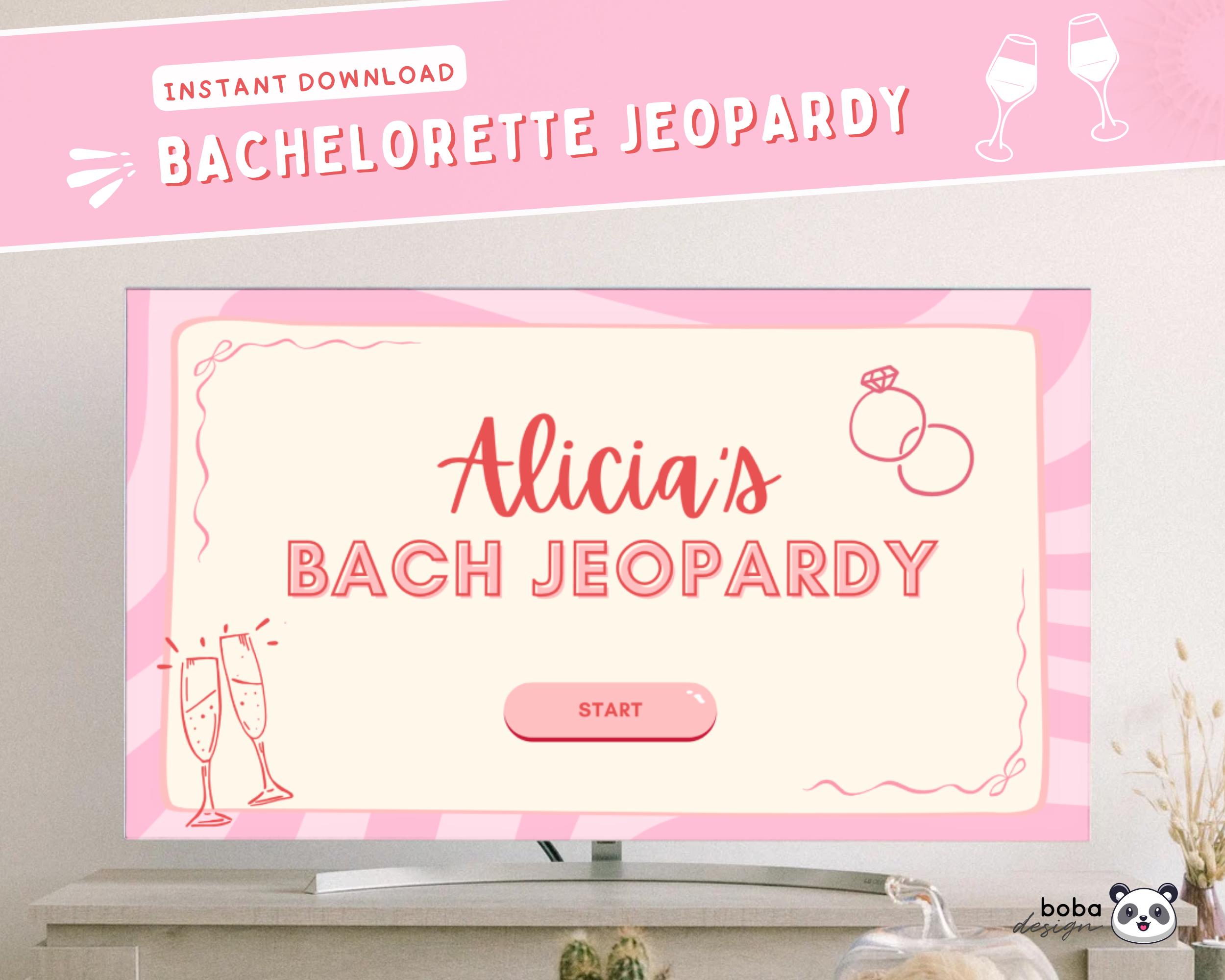 Bridal Bachelorette Jeopardy Template Canva Trivia Editable Game Pink ...
