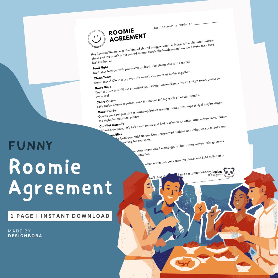 Roommate Contract Agreement Funny Roommates Printable Contract, Funny ...