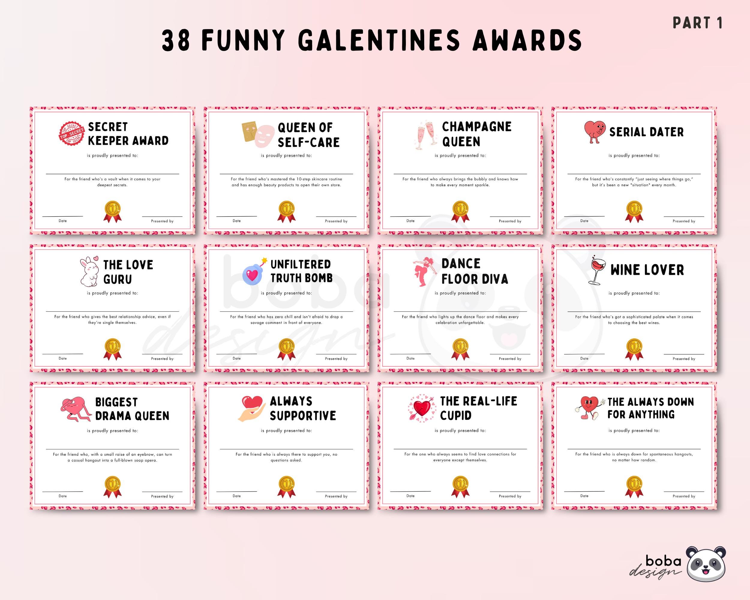 Printable Funny Galentines Awards Galentines Day Party Game Valentines ...