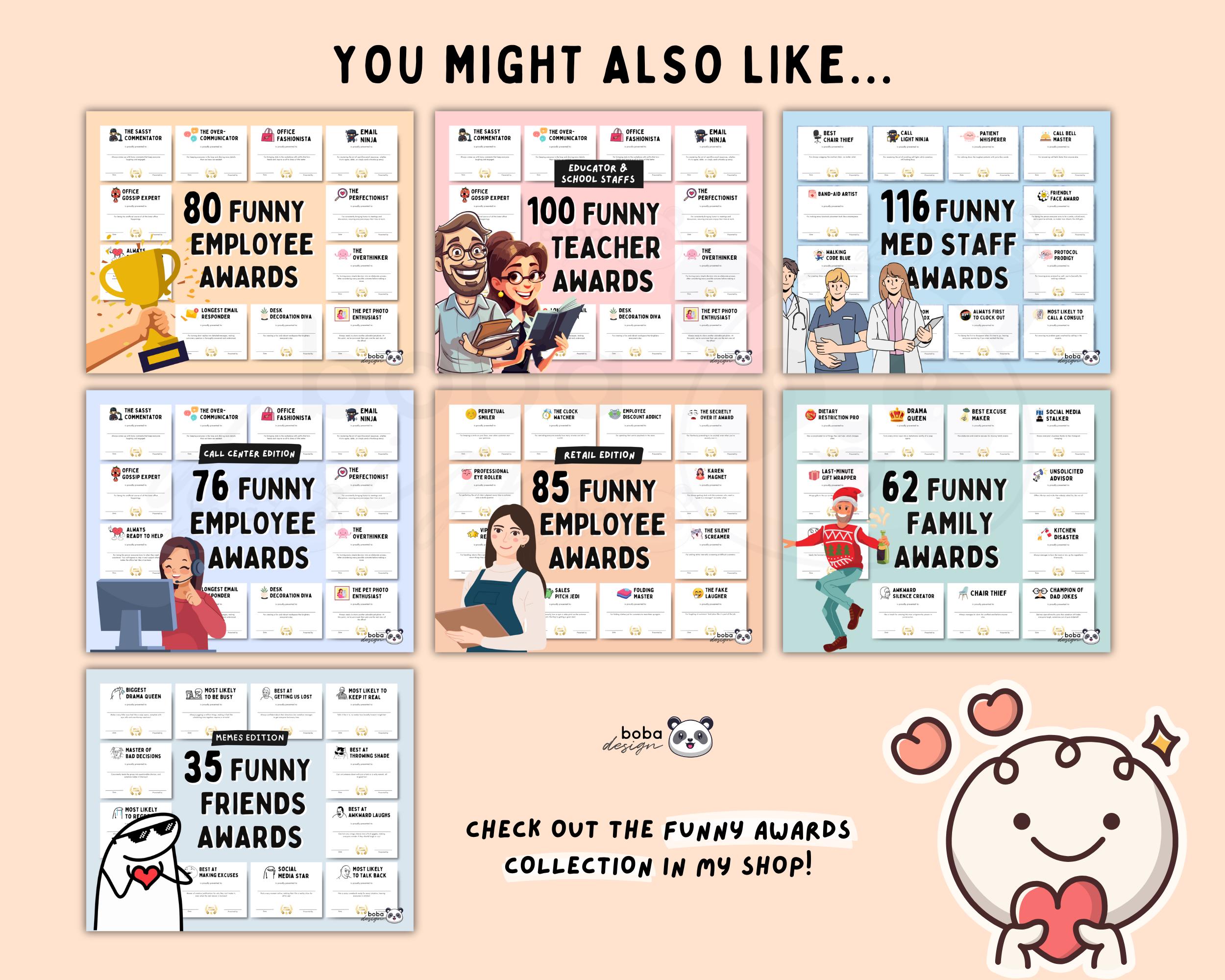 Printable Funny Most Likely to Employee Awards Printable Appreciation ...