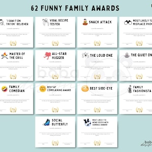 Printable Funny Family Awards Appreciation Fun Gifts for Family Members ...