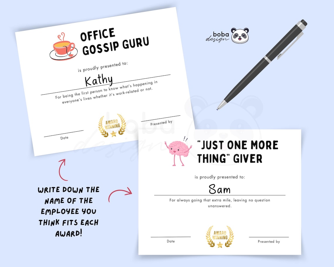 Printable Funny Call Center Employee Awards Appreciation Awards ...