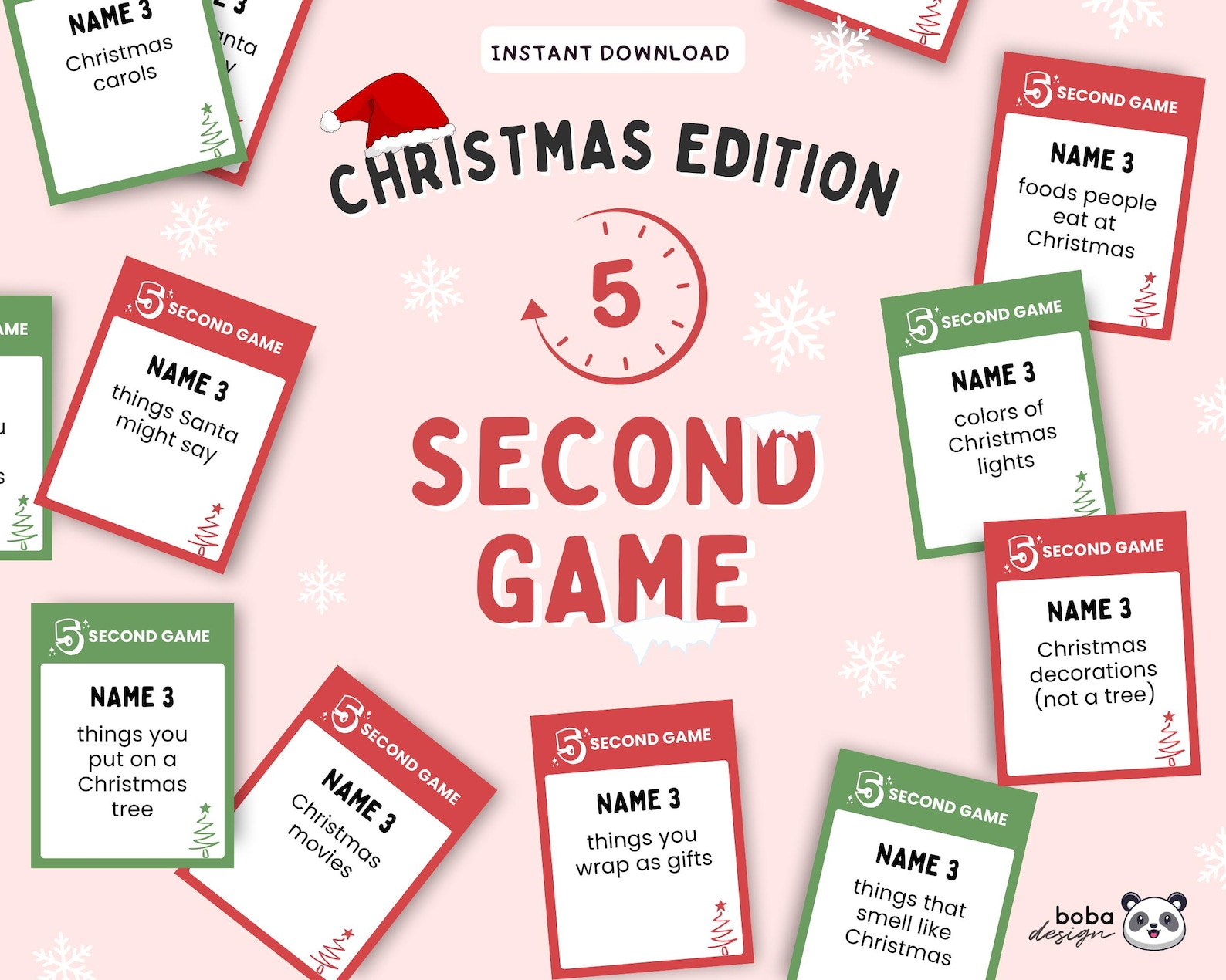 Christmas 5 Second Game Funny Printable Christmas Game Christmas ...