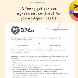 Cuddle Buddy Contract - Funny Printable Contract, Funny Cuddle Contract ...