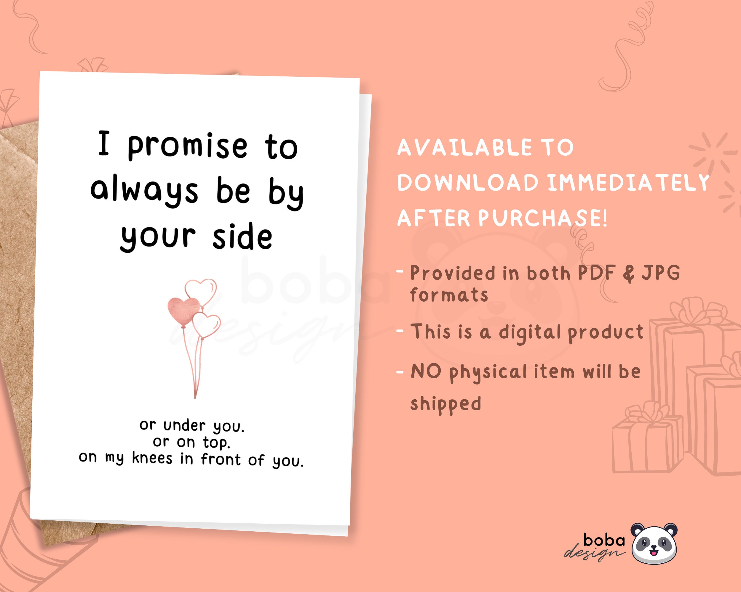 Printable Promise to Always Be by Your Side Card, Printable Card for ...