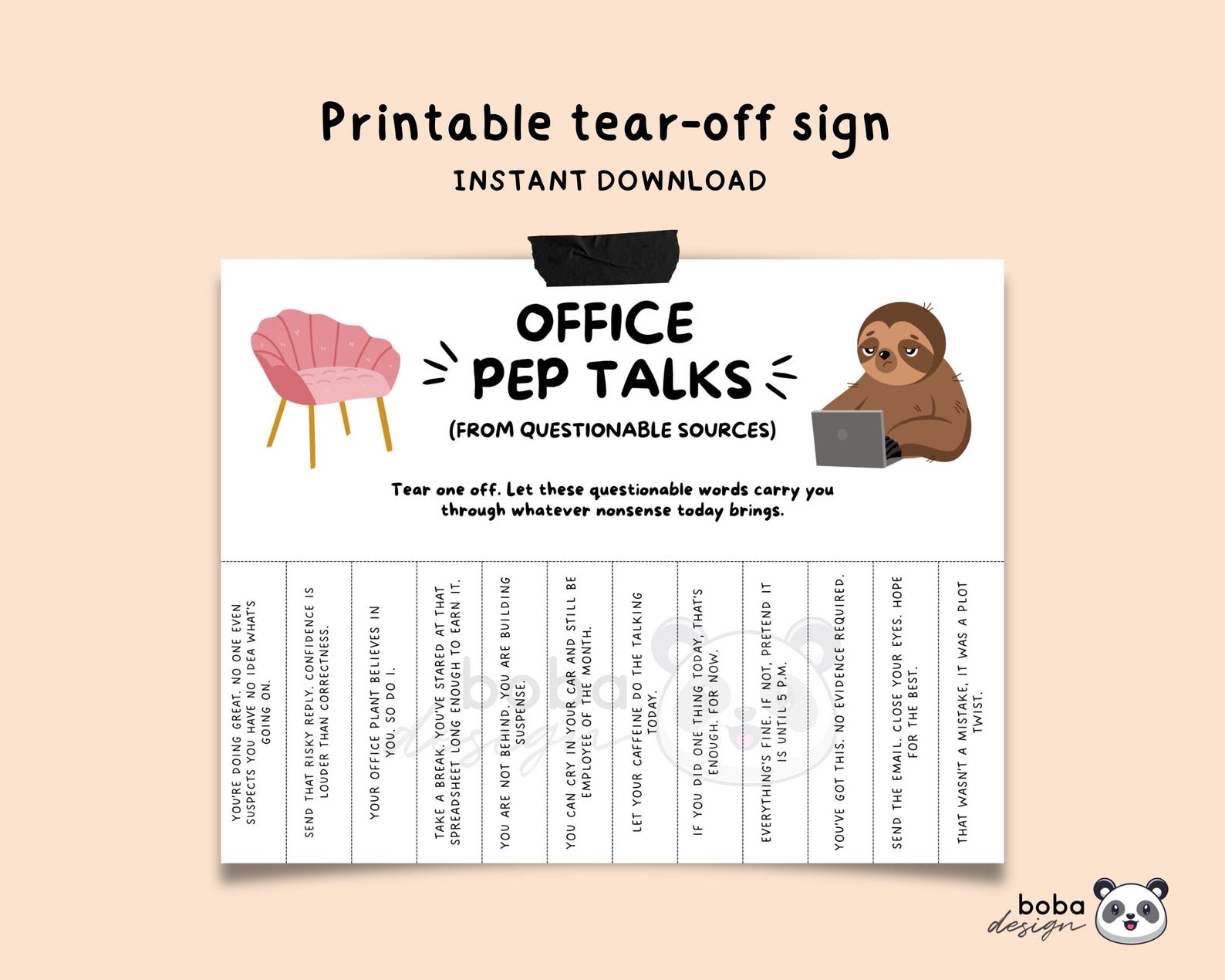 Printable Office Pep Talks V2 Positivity Funny Office Sign Cubicle ...