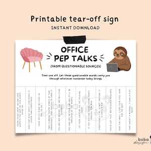 Printable Office Pep Talks V2 Positivity Funny Office Sign Cubicle ...