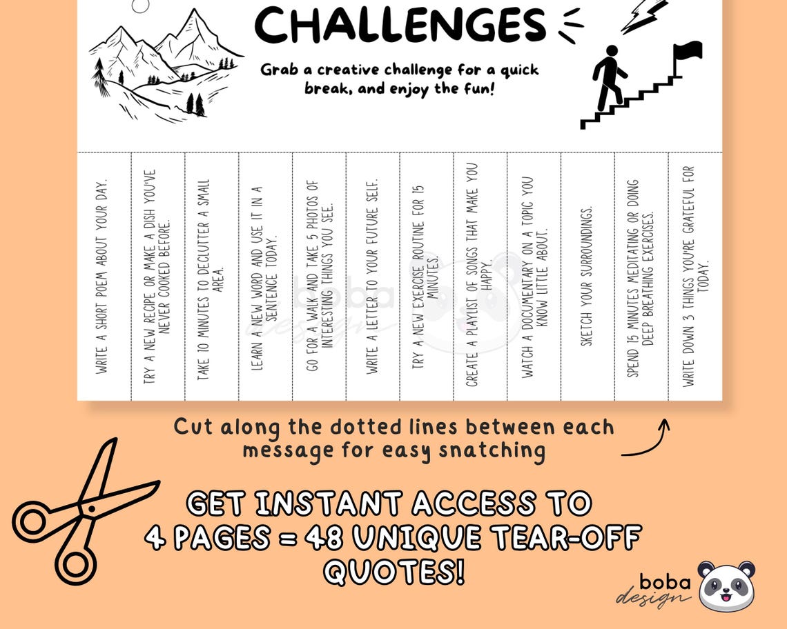 Printable Daily Challenges Tear off Sign Funny Office Break Room Funny ...