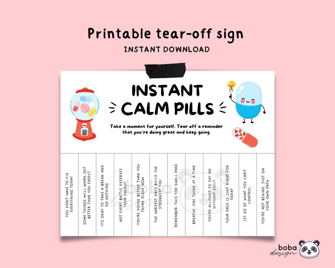 Printable Instant Calm Pills Positivity Funny Office Sign Cubicle Decor ...